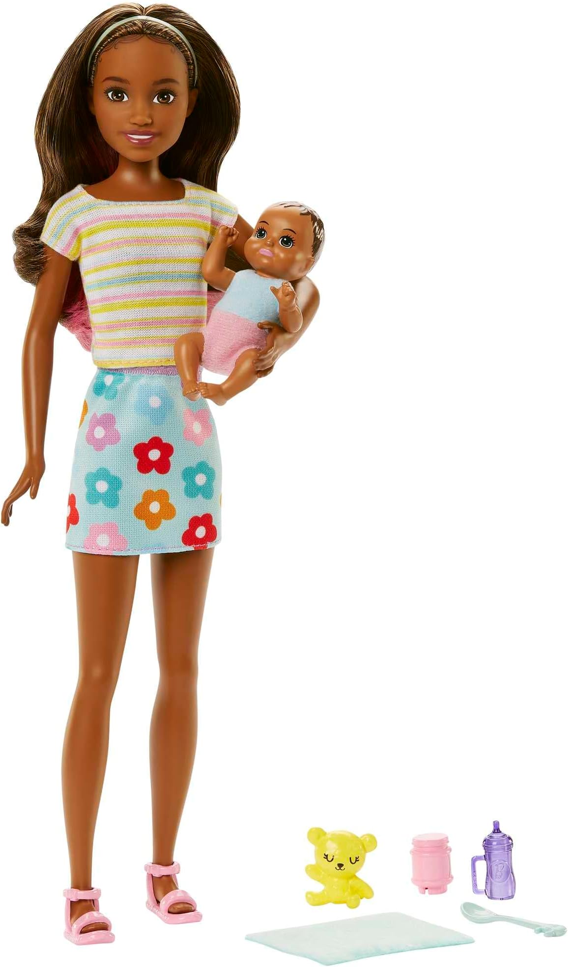 Barbie Dolls and Accessories, Brunette Skipper™ Doll with Baby Figure ...