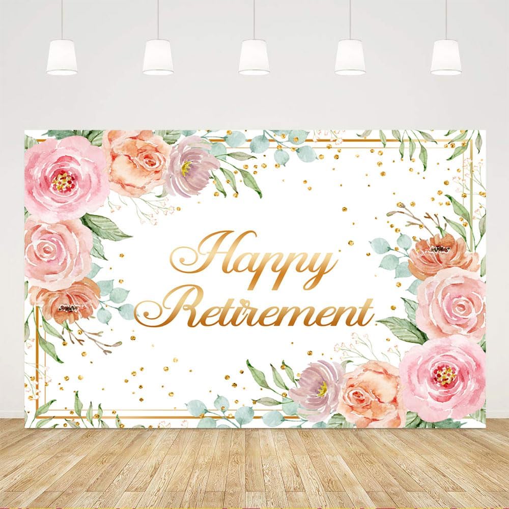 Amazon.com : kreat4joy Floral Retirement Party Decorations, 7x5ft Pink ...