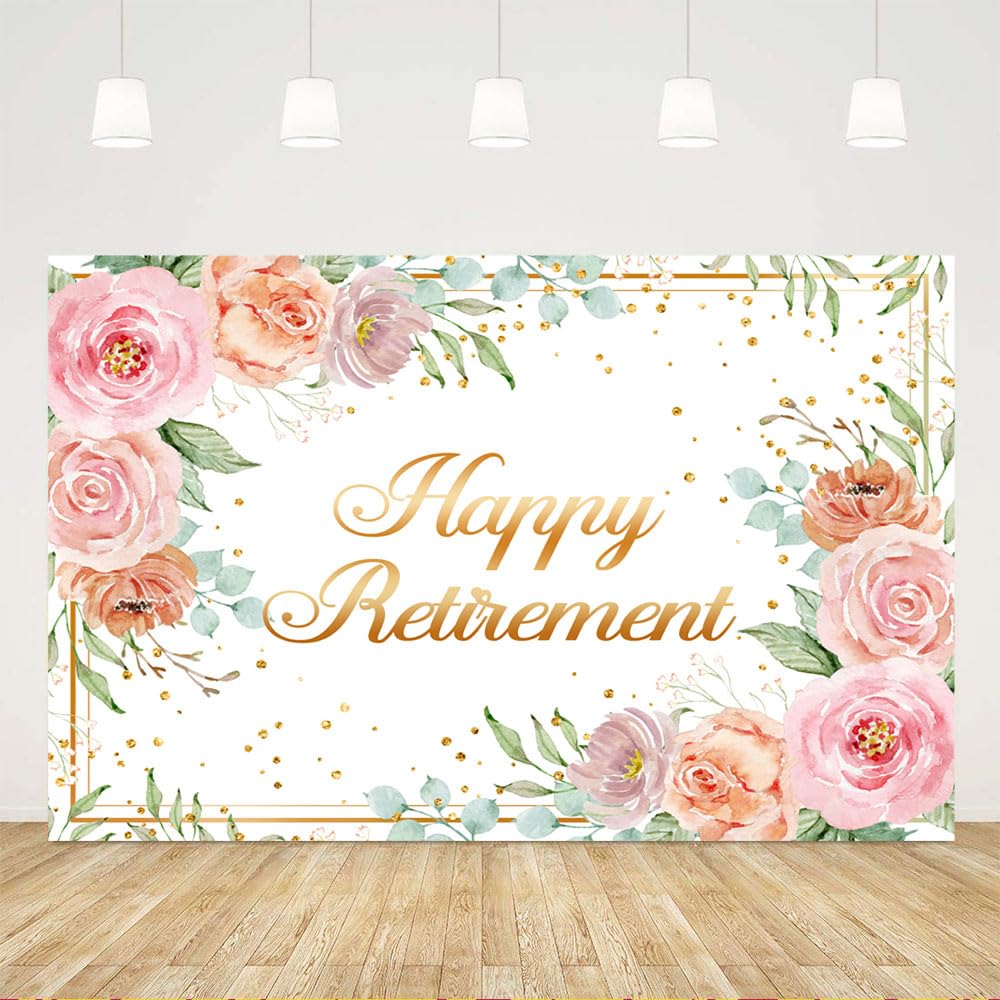 Amazon.com : Ticuenicoa 5x3ft Happy Retirement Backdrop for Women Rose ...