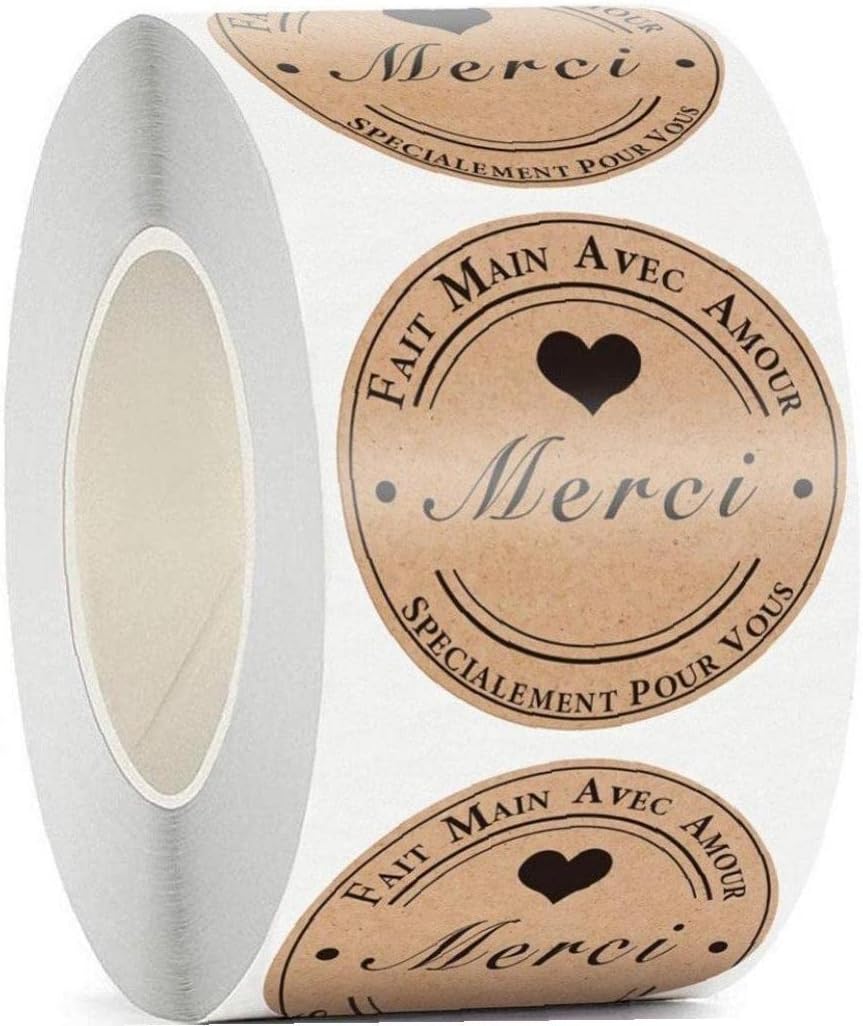 vepoty 500pcs / Rouleau Français Vintage Kraft en Papier Autocollants ...