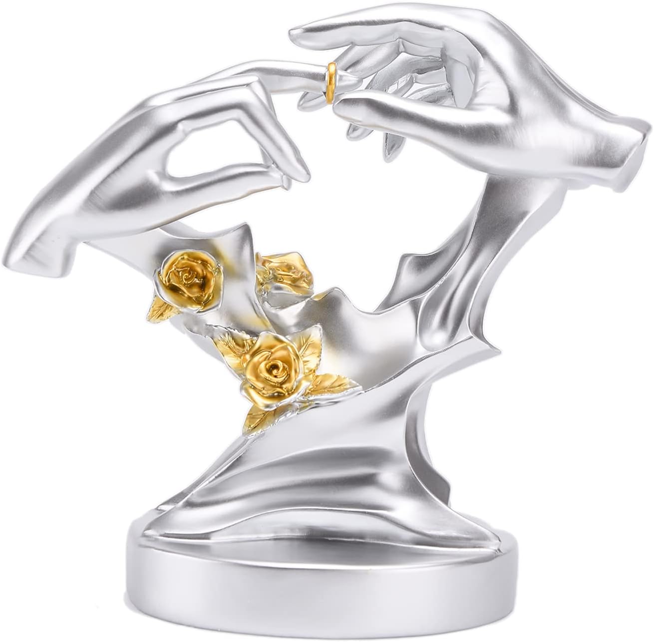Amazon.com: BRABUD Resin Lovers Hands Statue Wear Ring Figurine Wedding ...