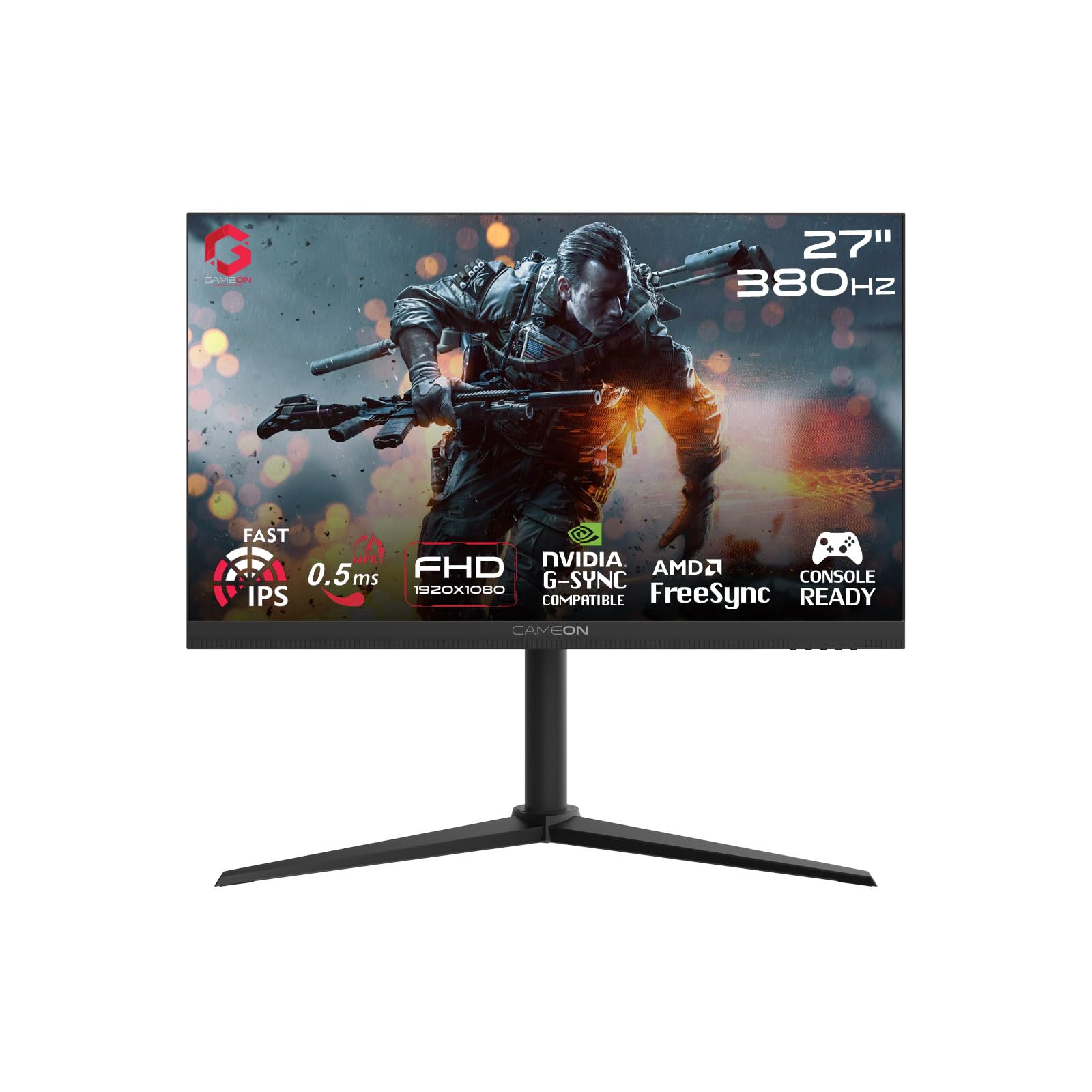 GAMEON GOMP27FHD380IPS Midnight Pro 27" Black Gaming Monitor, 1080p FHD ...