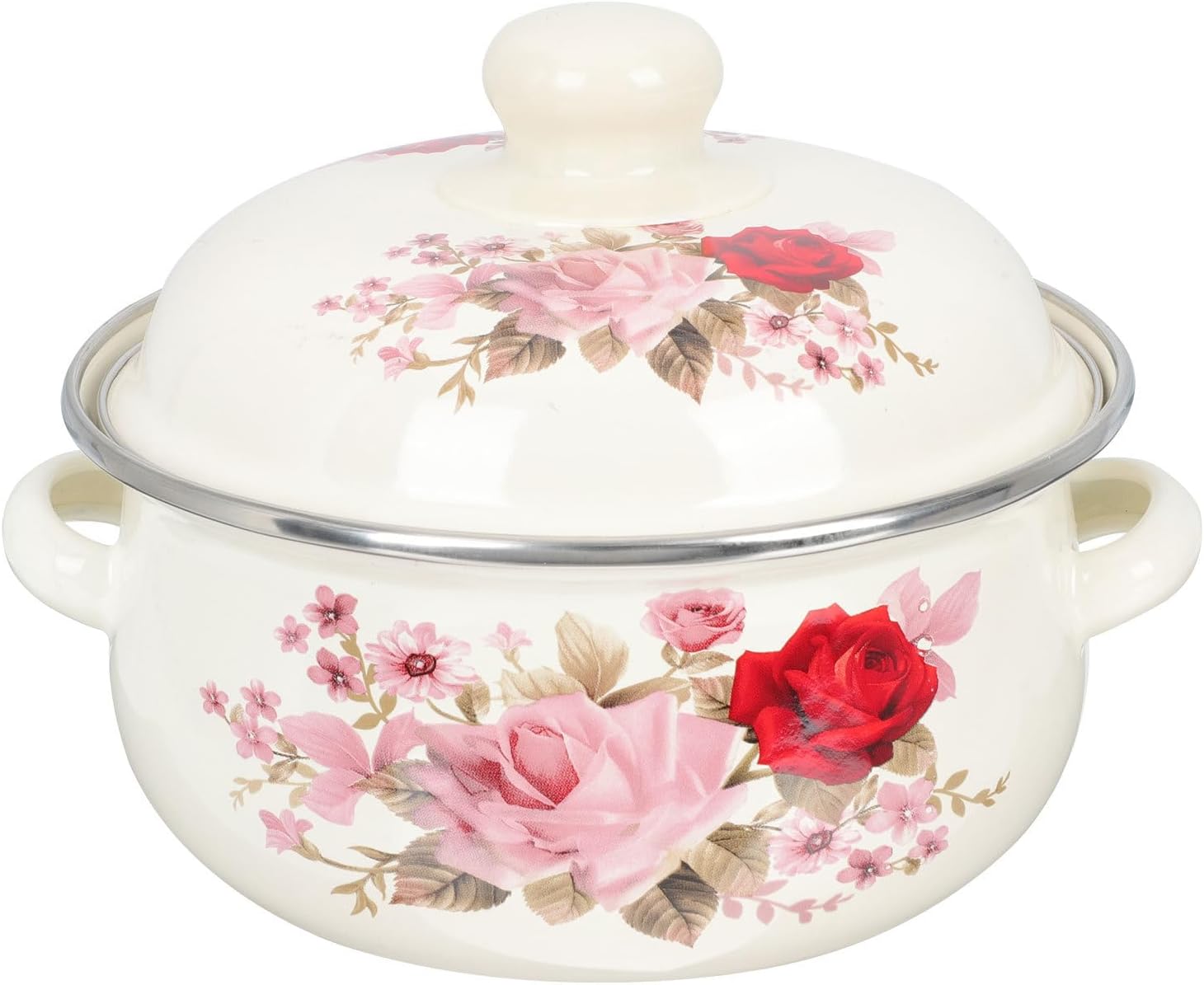 Amazon.com: ZENFUN Kitchen Enamel Stockpot with Lid, 3.5 Quart Retro ...