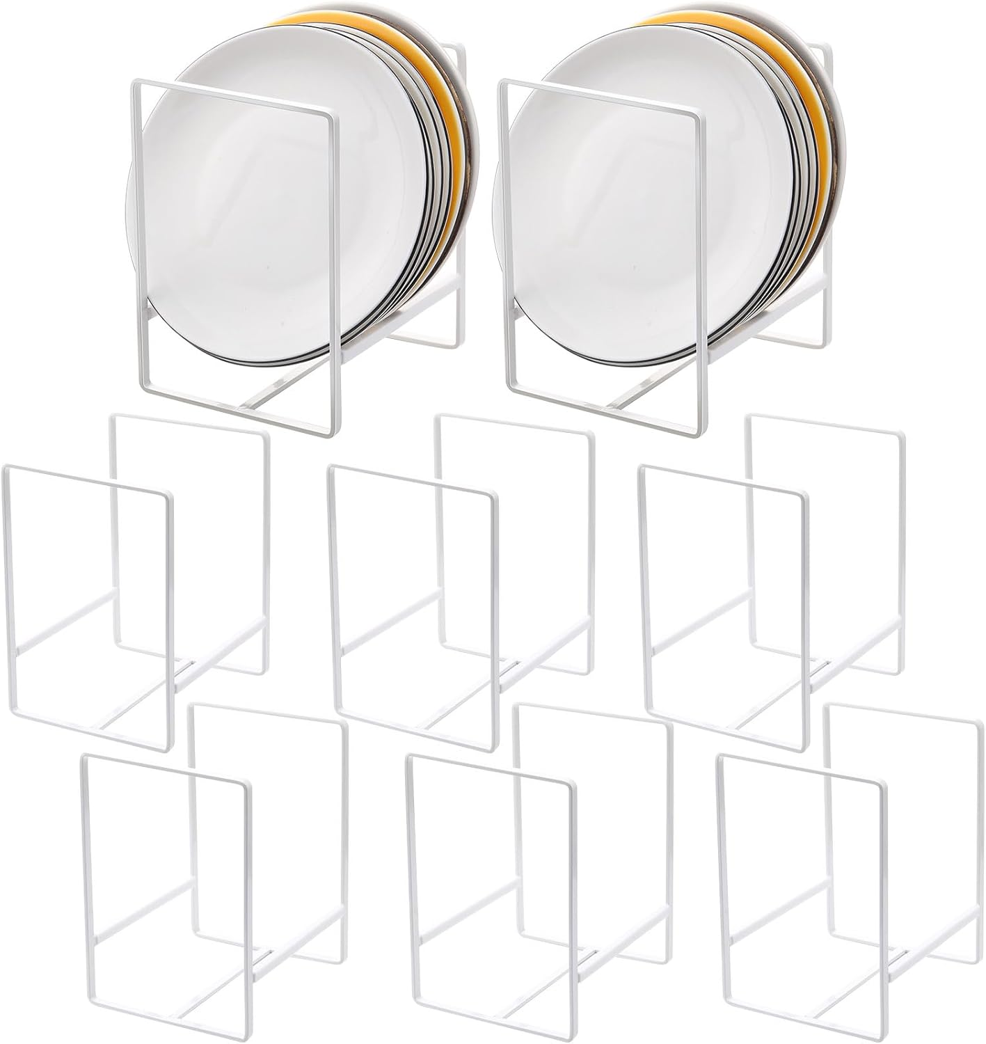 Amazon.com: Skylety 8 Pcs Plate Holders Organizer Metal Dish Storage ...