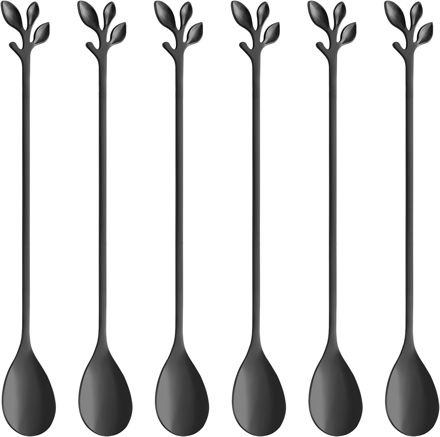 Amazon.com: AnSaw 6-Piece Elegant Silver Leaf Long Handle Teaspoons - 7 ...