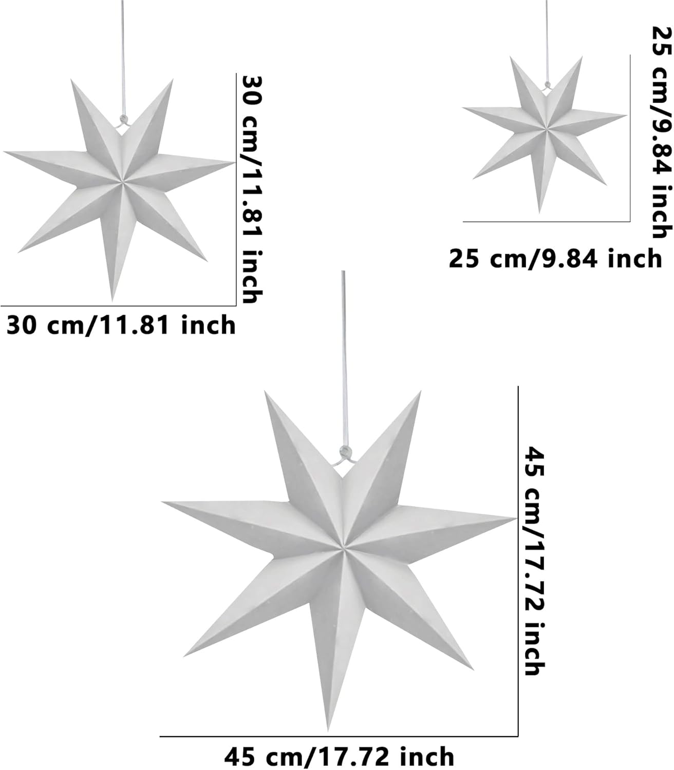 Haconba 12 Pack 3D Large Paper Star Hanging Paper Star Lanterns ...