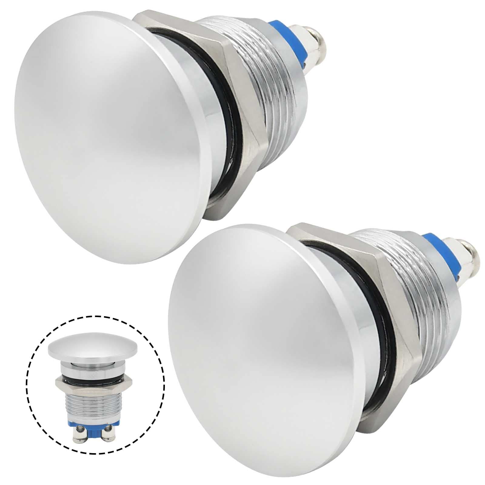 Snapklik.com : (2 Pcs) 16mm Mushroom Push Button Switch Waterproof ...