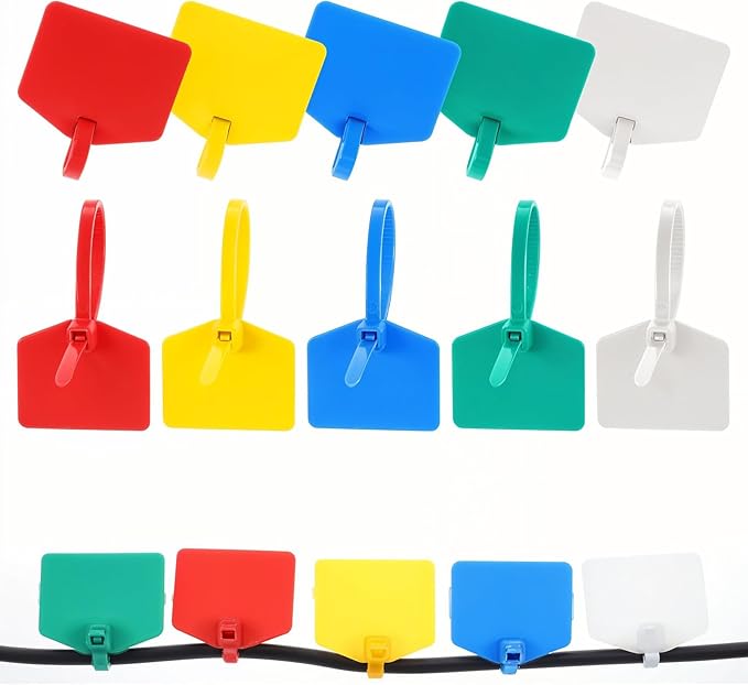 Amazon.com: Zip Tie Tags, Multi-Color Self Locking Nylon Writable ...