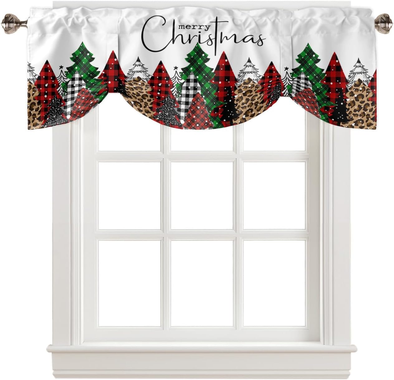 Amazon.com: Merry Christmas Blackout Tie Up Valance Curtains for ...