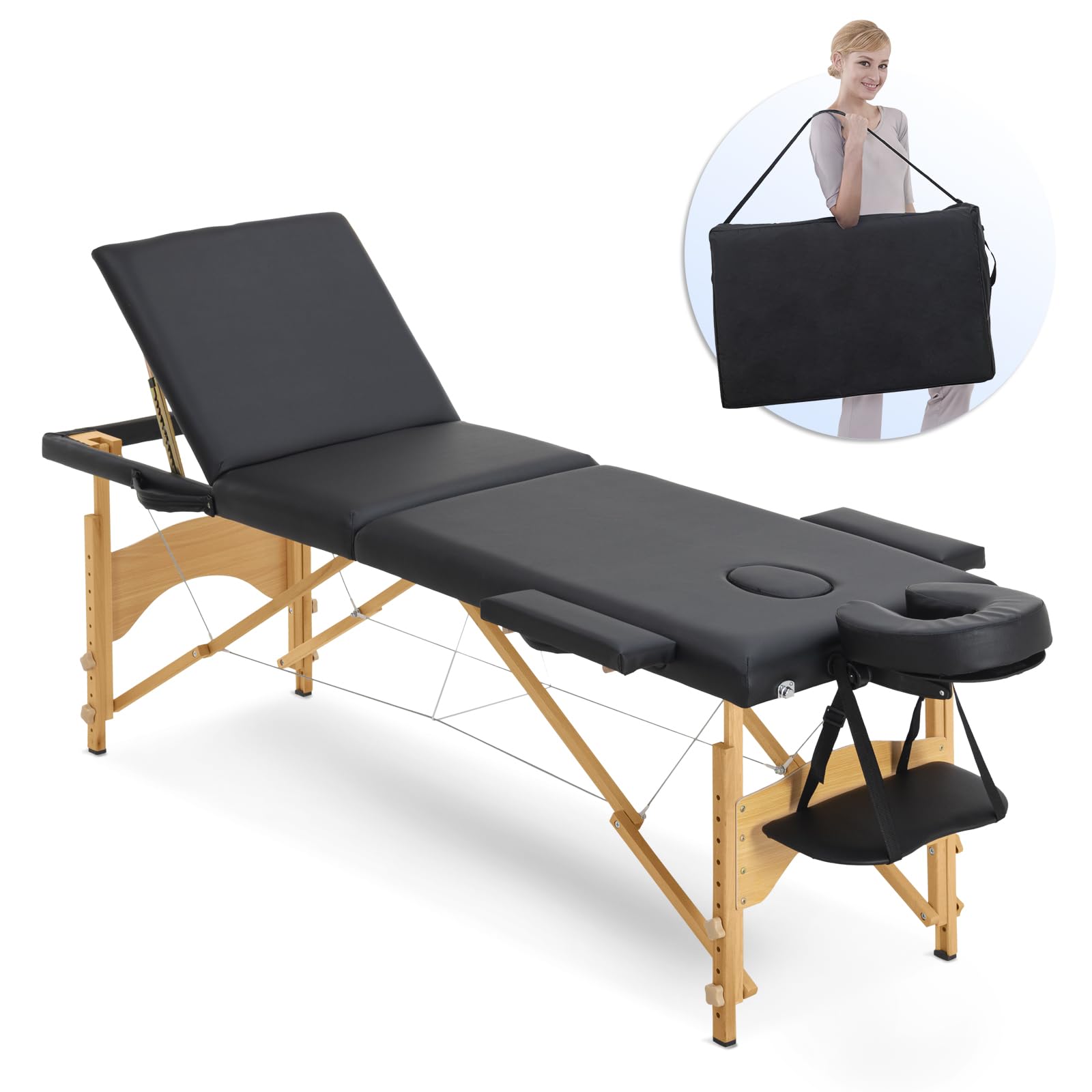 Amazon.com: Artechworks Massage Table Massage Bed 3 Folding Portable ...