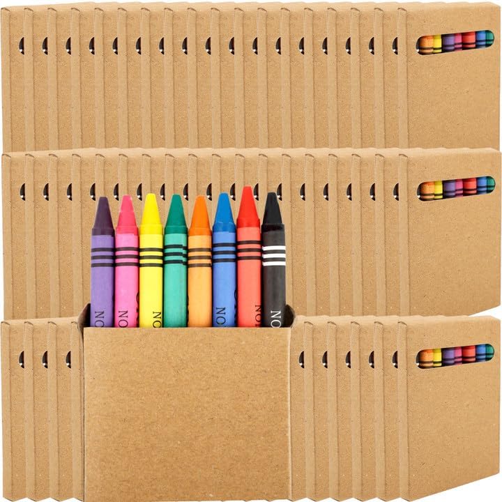 Amazon.com: 54 Pack Color Crayons Bulk Mini Crayon Boxes Wrapped Wax ...