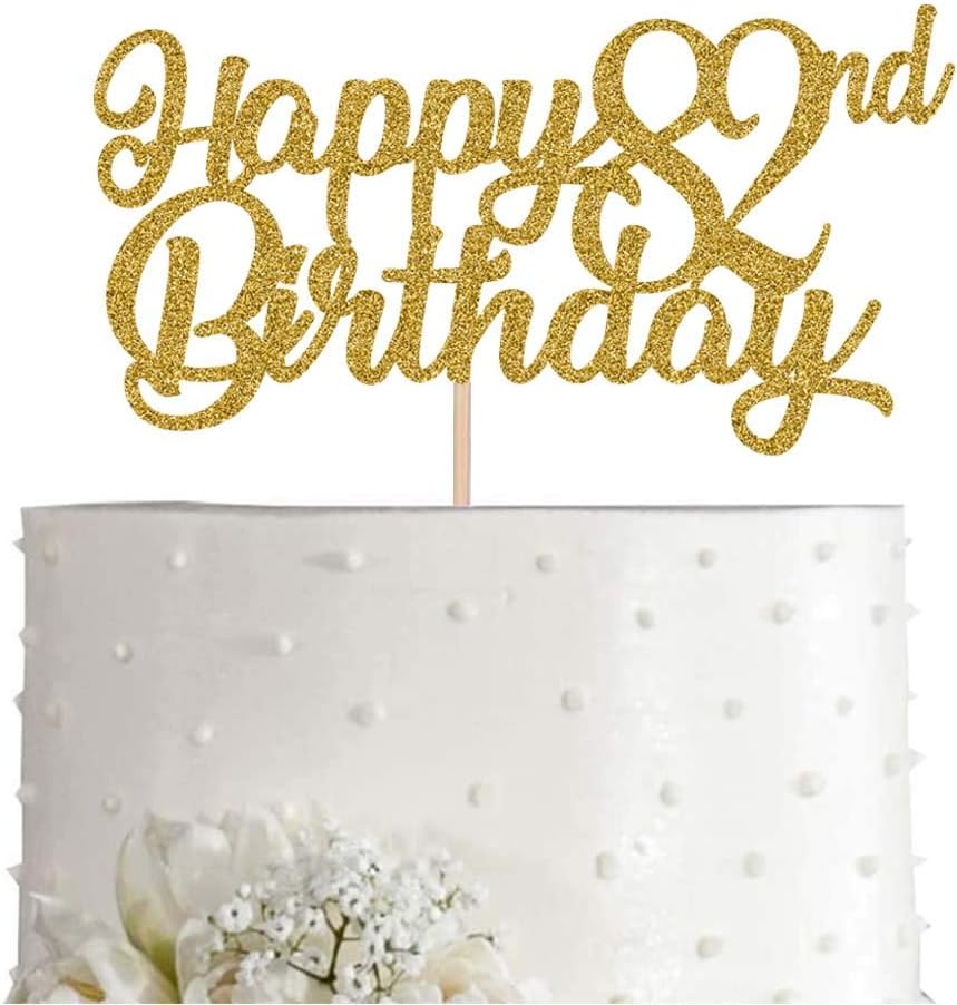 Amazon.com: 82nd Birthday Cake Topper, Gold Glitter Cheers To 82 Years ...