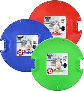 Amazon.com: Superio Round Snow Saucer Sleds- Plastic Disc Sleds for ...