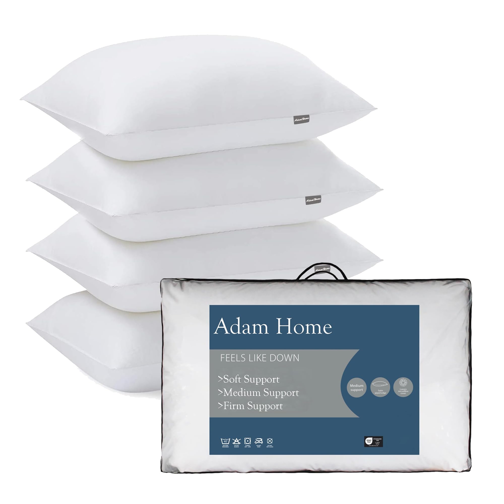 Adam Home Pillows 4 Pack Hotel Quality Down Pillows Side Sleeper Bounce ...