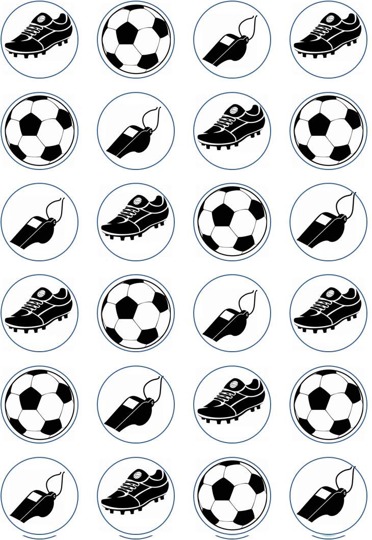 Buy UES 24 x Edible Cupcake Toppers - Rice / Wafer Paper (Football ...