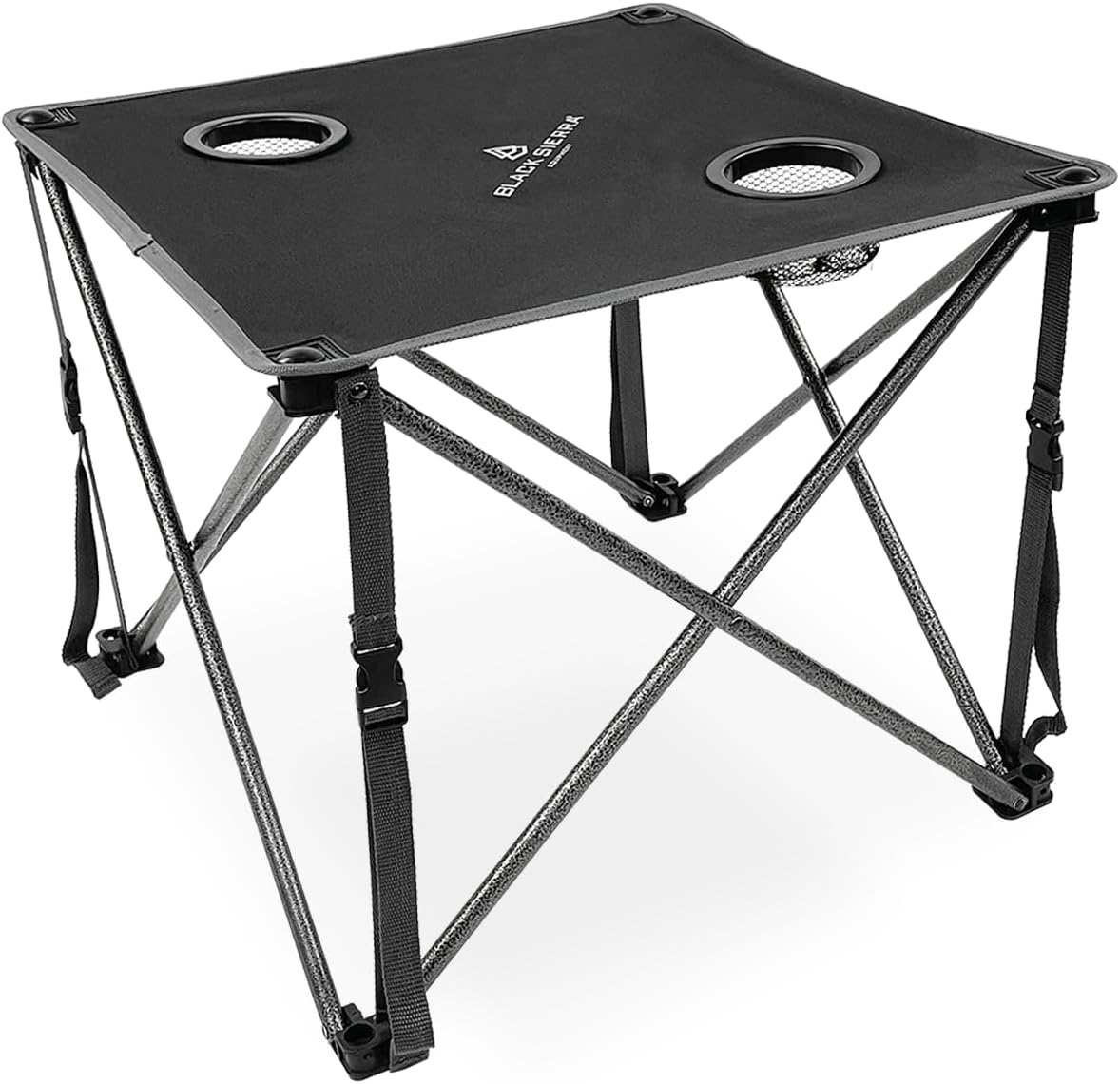 Amazon.com: Black Sierra Foldable Camping Table w/ 2 Cup-Holders and ...