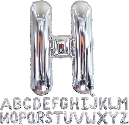 Amazon.com: Silver Letter H Balloons 40 inch Large Alphabet H Balloons ...