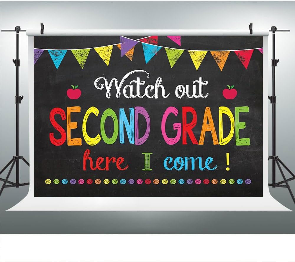 Amazon.com: Back to School Backdrop 9x6ft Watch Out Second Grade Here I ...