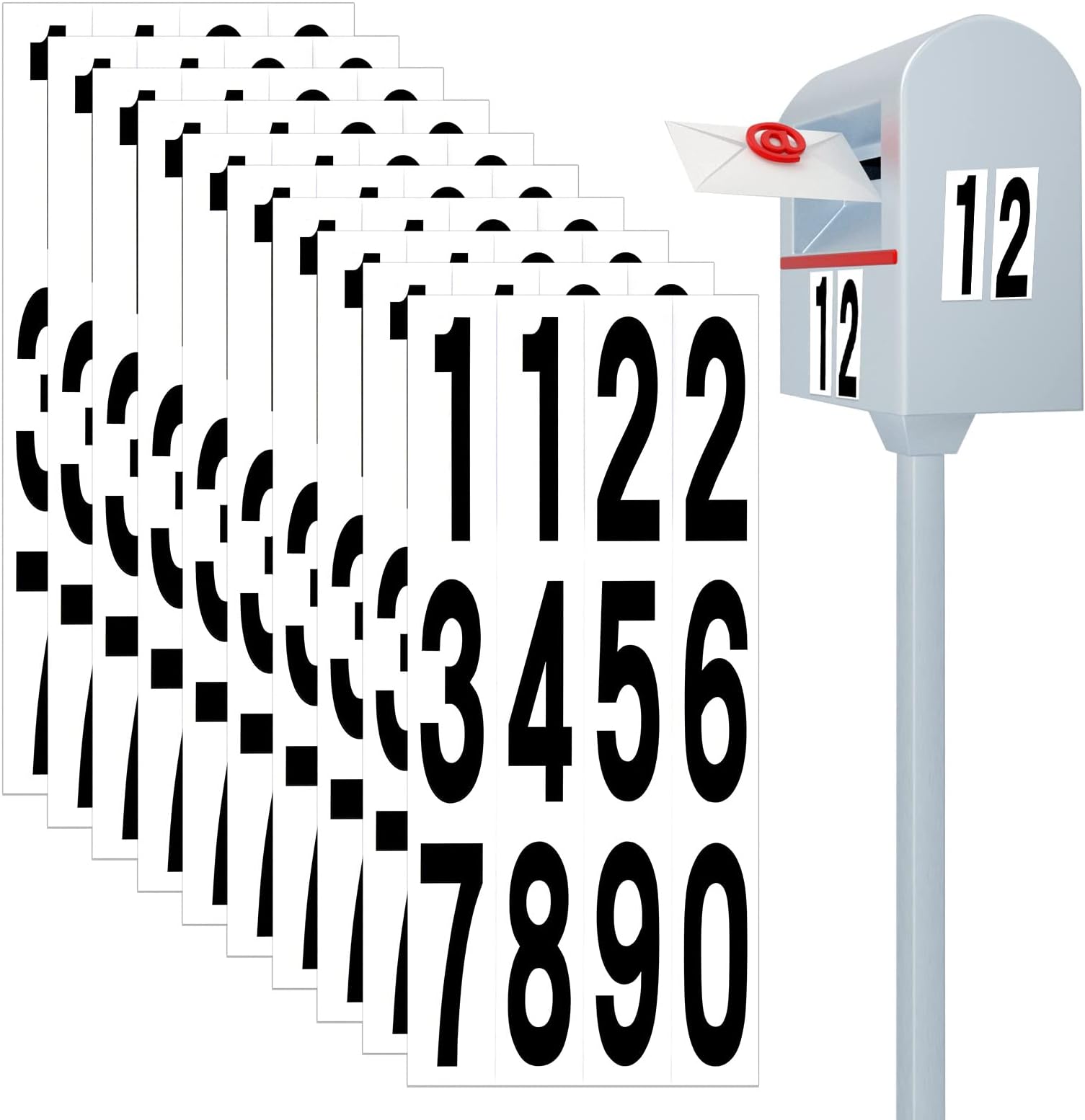 30pcs 4 Inch Reflective Numbers Sticker, 0-9 Reflective Mailbox Numbers ...
