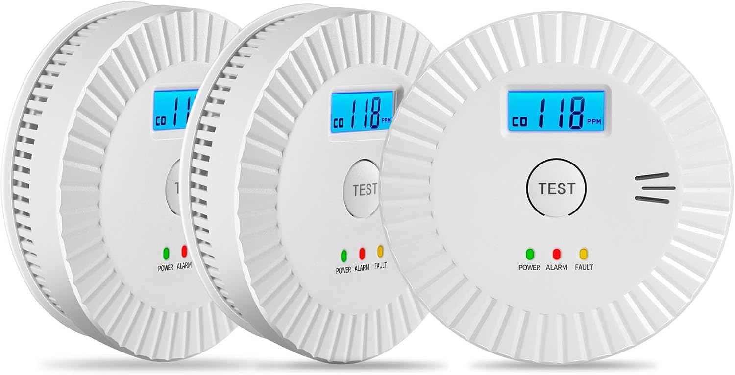 3 Packs Smoke and Carbon Monoxide Detector Powered by Battery,Portable ...