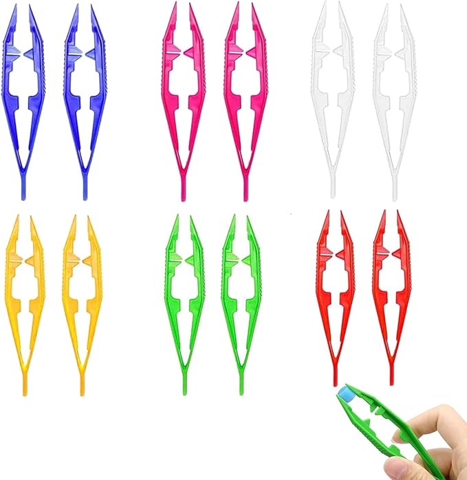 12 PCS Motor Skills Craft Tweezers for Beads Sorting & Counting, Fine ...