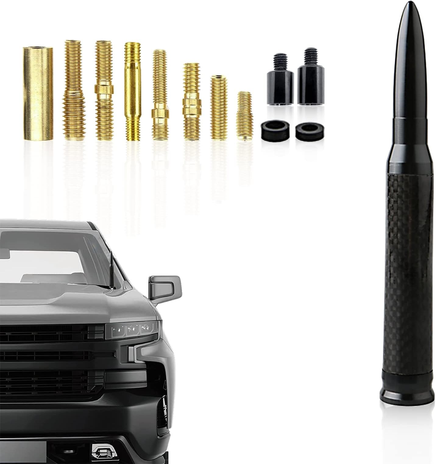 Amazon.com: Ajxn 1 Pack Car Carbon Fiber Antenna Mast, 5.5In Auto ...