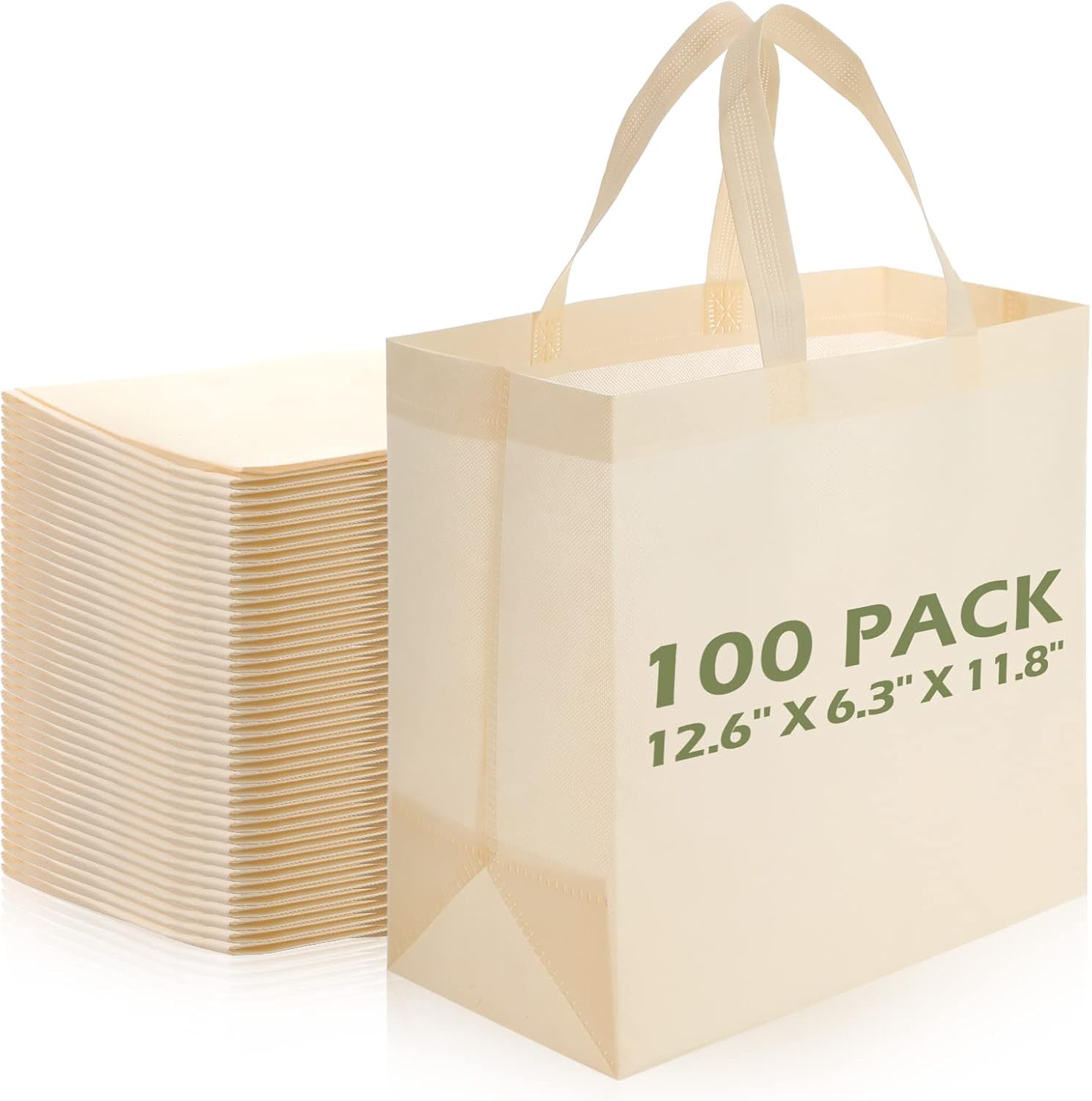 Amazon.com: 100 Pieces Reusable Totes Bag Set Non Woven Grocery Bag ...