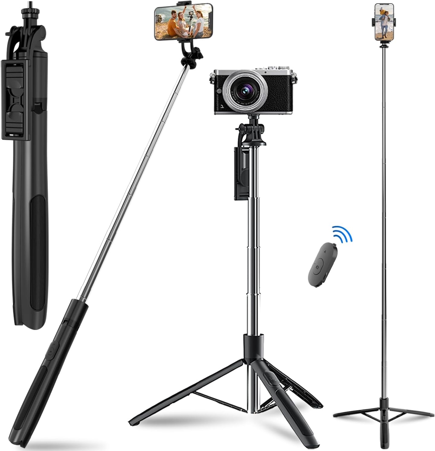 AMZDIGI Bluetooth Professional Selfie Stick with Wireless Remote, Large ...