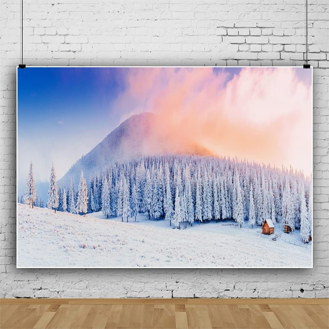 Bovlleetd 10x8ft Winter Snow Backdrop Pine Forest Covered with Snow ...