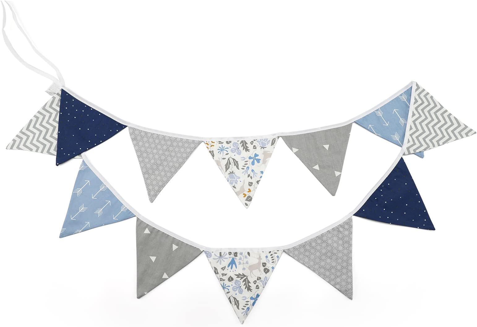 32Ft Navy Blue Grey White Bunting Banner Party Decorations Royal Fabric ...