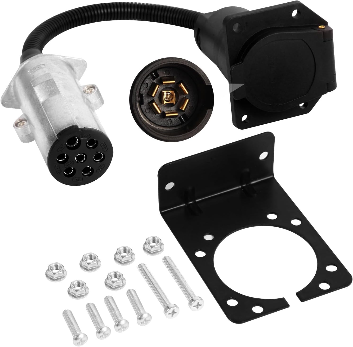 Amazon.com: Wayona 7 Pin Round to 7 Way Blade RV Trailer Adapter ...