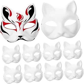 Amazon.com: 10 Pcs Blank White Mask Cosplay Diy Cat for Quatrobics ...