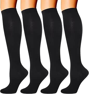 Amazon.com: Double Couple 4 Pairs Compression Socks for Men and Women ...