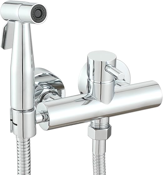 Ownace Wall Mount Chrome Bidet Mixer Spray Set Toilet Douche Muslim Hot and Cold Bidet Tap with ...
