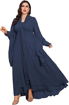 Amazon.com: TOLEEN Plus Size Dresses for Women Pagoda Sleeve Casual ...