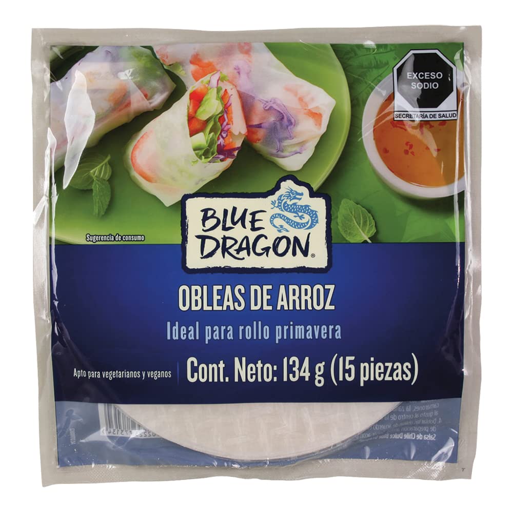 Blue Dragon Spring Roll wrappers, Obleas de Arroz, 134g : Amazon.com.mx ...