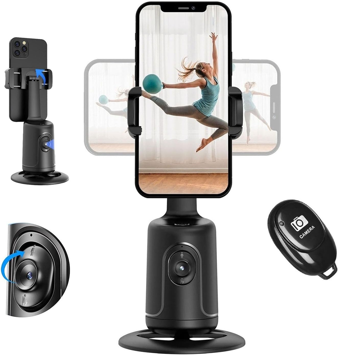 Amazon.com: Auto Face Tracking Tripod, 360° Rotation Body Phone Camera ...