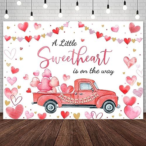 Amazon.com : AIBIIN 7x5ft Sweetheart Baby Shower Backdrop - Red or Pink ...