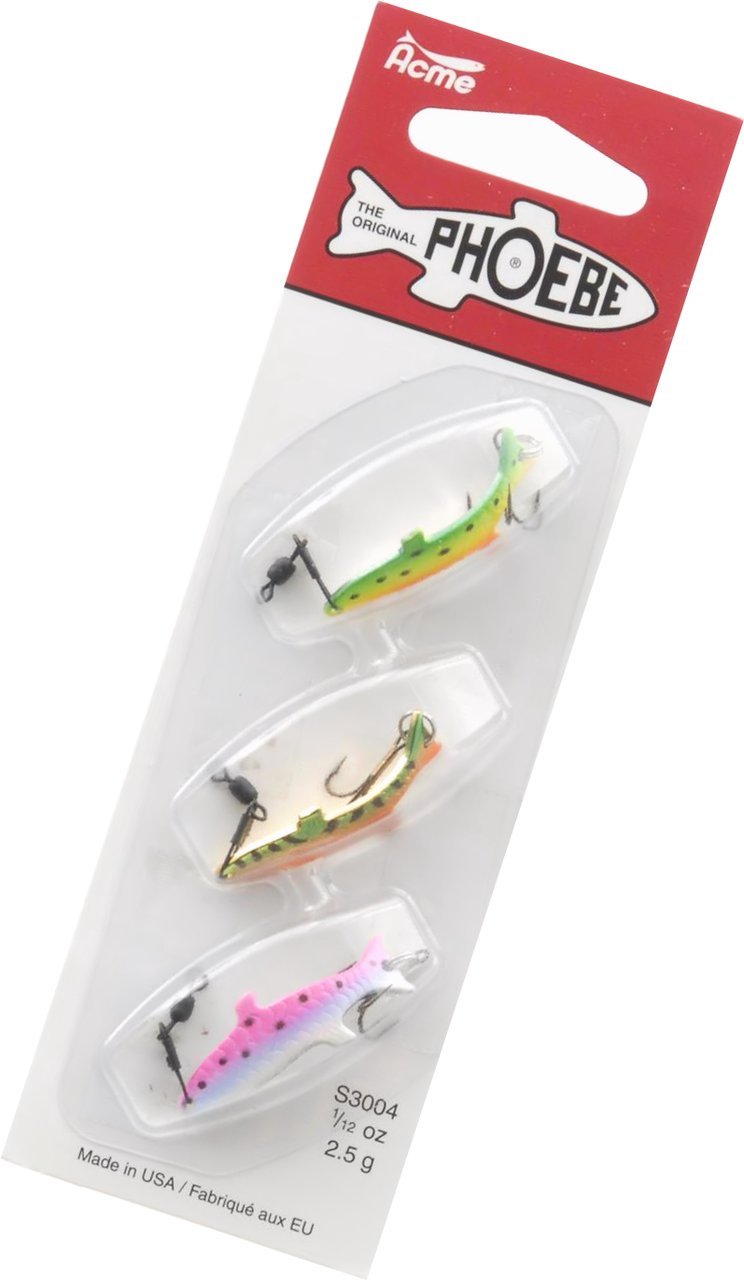 Acme Phoebe Deluxe Fishing Lure (3-Pack), Green/Pink/Orange, 1/8-Ounce ...