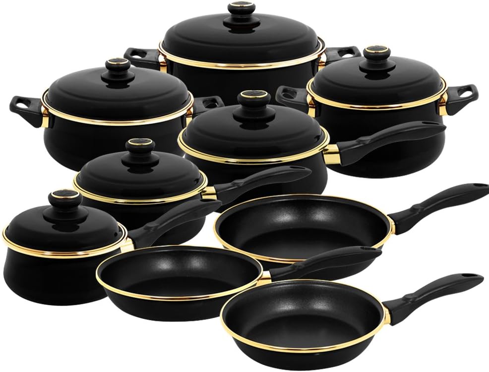 Amazon.com: Magefesa Tuscany Enamel On Steel 15 Piece Cookware Set ...