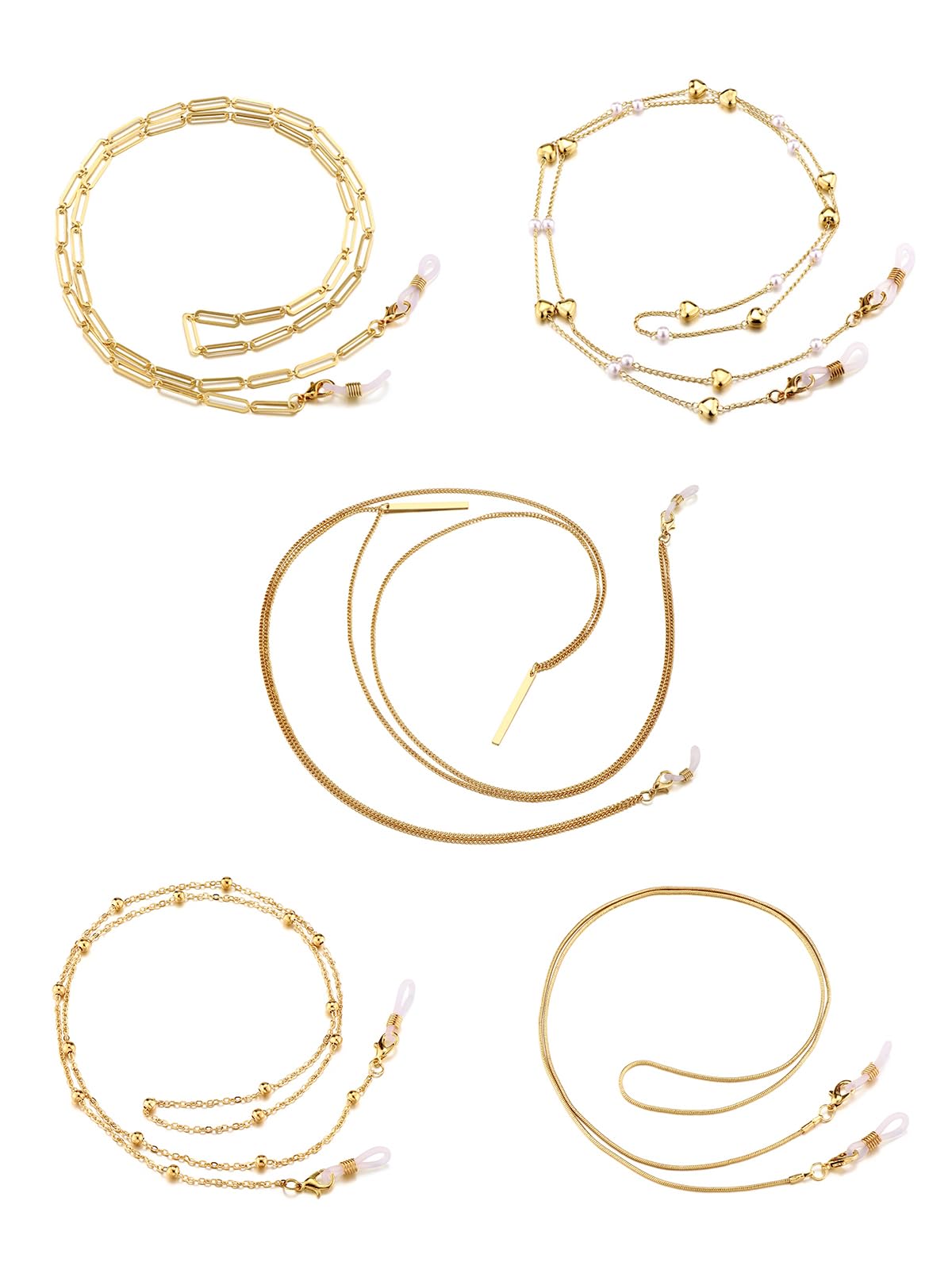 Jovivi 5 Pieces Eyeglass Chains String Holders for Women 14K Gold ...