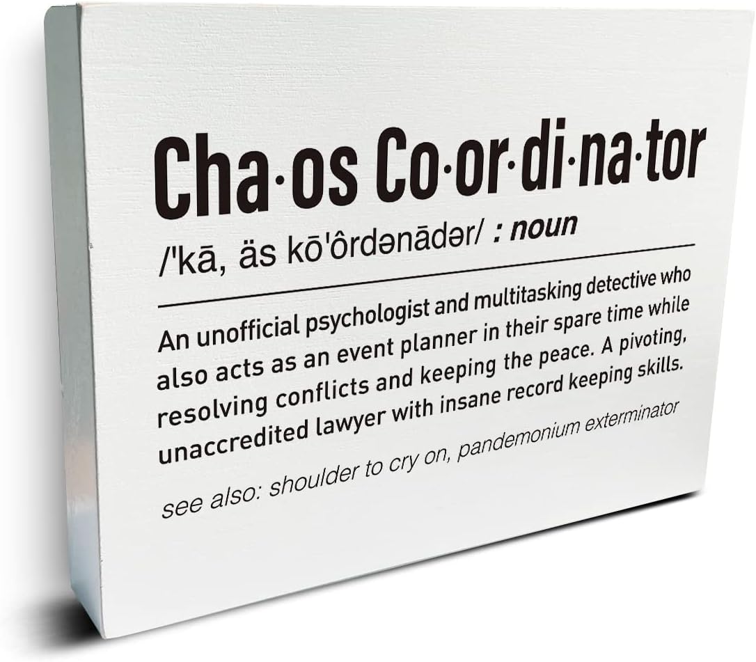 Amazon.com : Rustic Chaos Coordinator Definition Box Sign Wooden Chaos ...