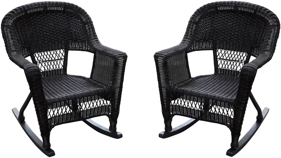 Amazon.com: Jeco Wicker Rocker Chair, Set of 2, Espresso : Patio, Lawn ...
