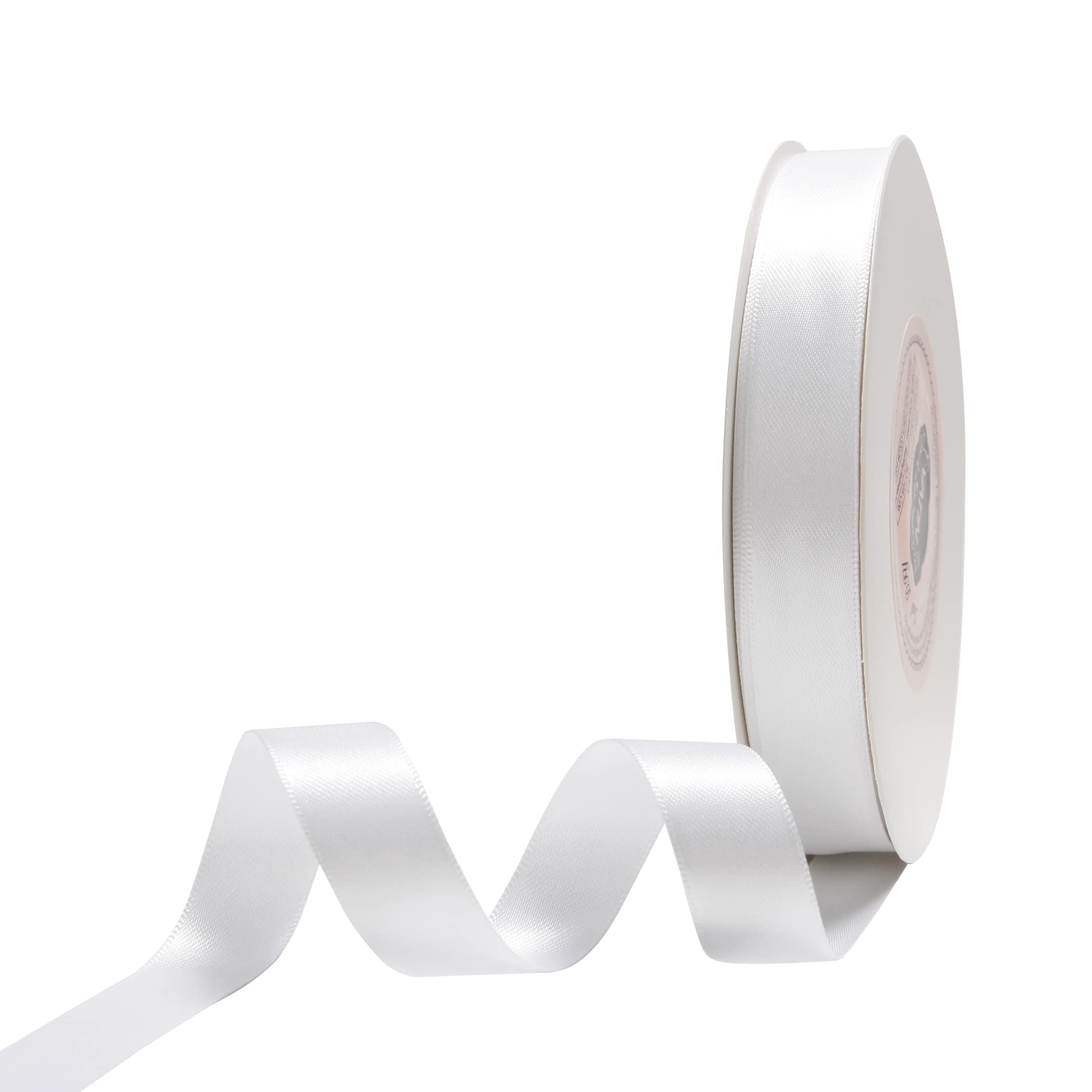 Amazon.com: VATIN Solid Color Double Faced White Satin Ribbon 5/8" Wide ...