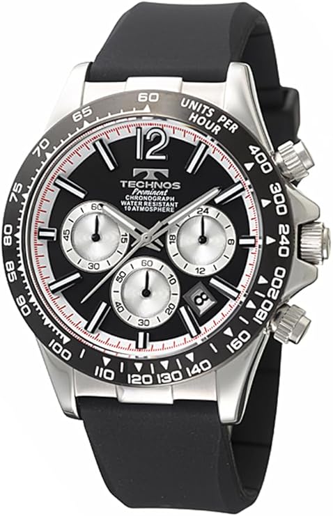 Amazon | 【テクノス】 TECHNOS 腕時計 メンズ クロノグラフ ブラック文字盤 シリコンベルト 10気圧防水 TP0801TB | 腕時計 | ファッション 通販