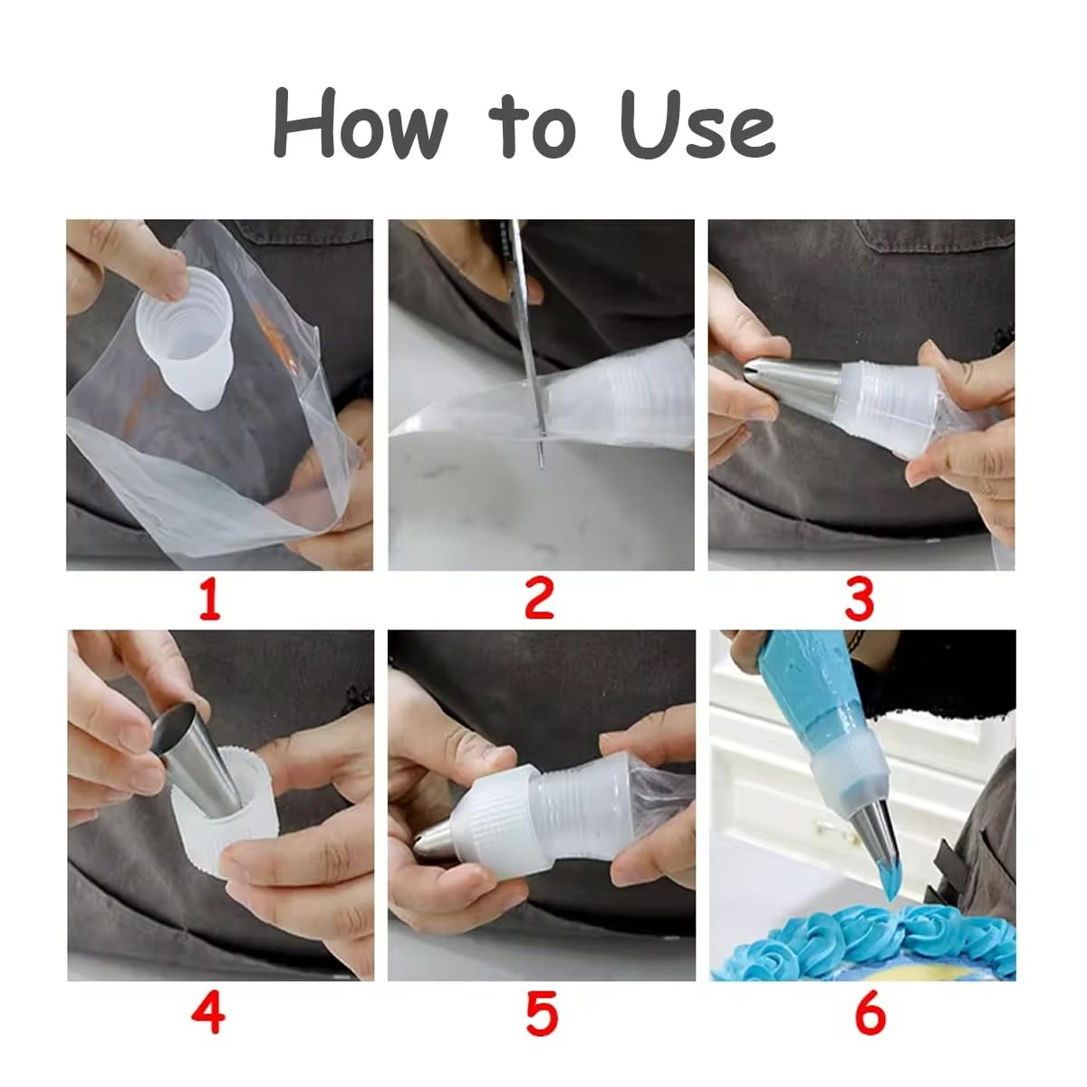Snapklik.com : 1M 2D 4B 6B Large Piping Tips And Coupler Set,Star Rose ...