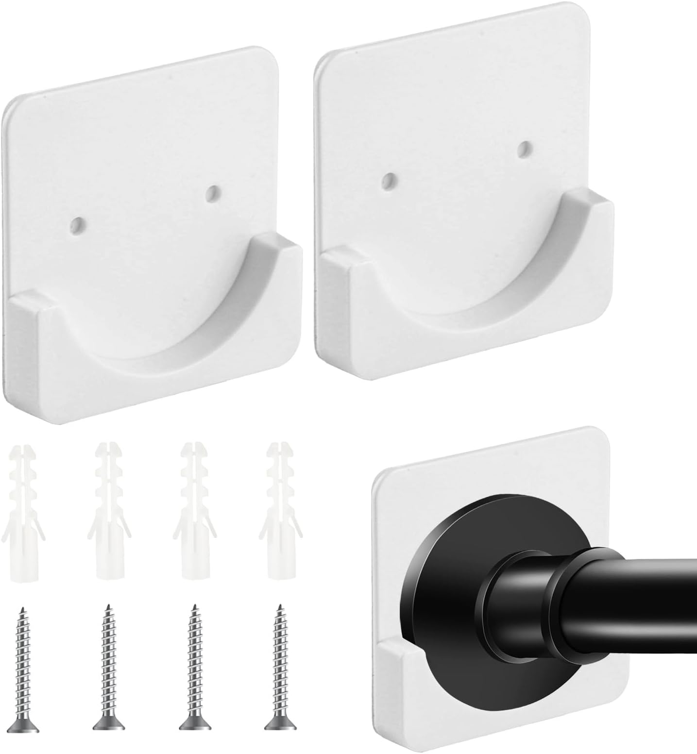 Amazon.com: QBXMY7 2 Pcs Adhesive Shower Rod Tension Holder, No ...