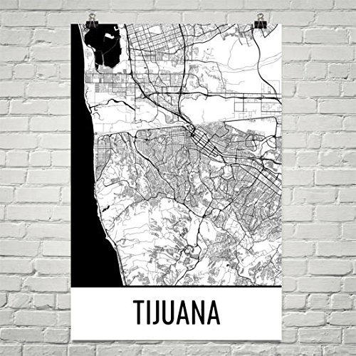 Amazon.com: Tijuana Map, Tijuana Art, Tijuana Print, Tijuana Mexico ...