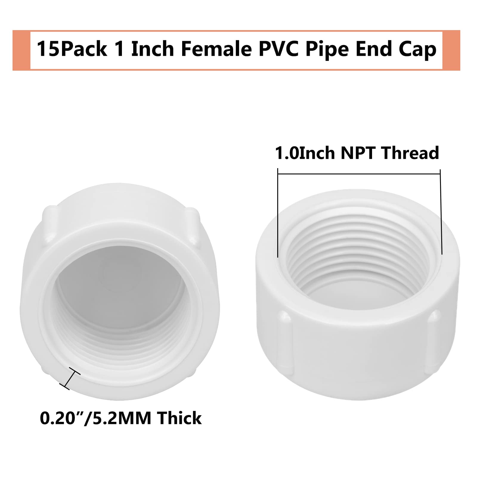 Snapklik.com : 15Pack 1 Inch Female PVC Pipe End Cap 1 Inch Female ...