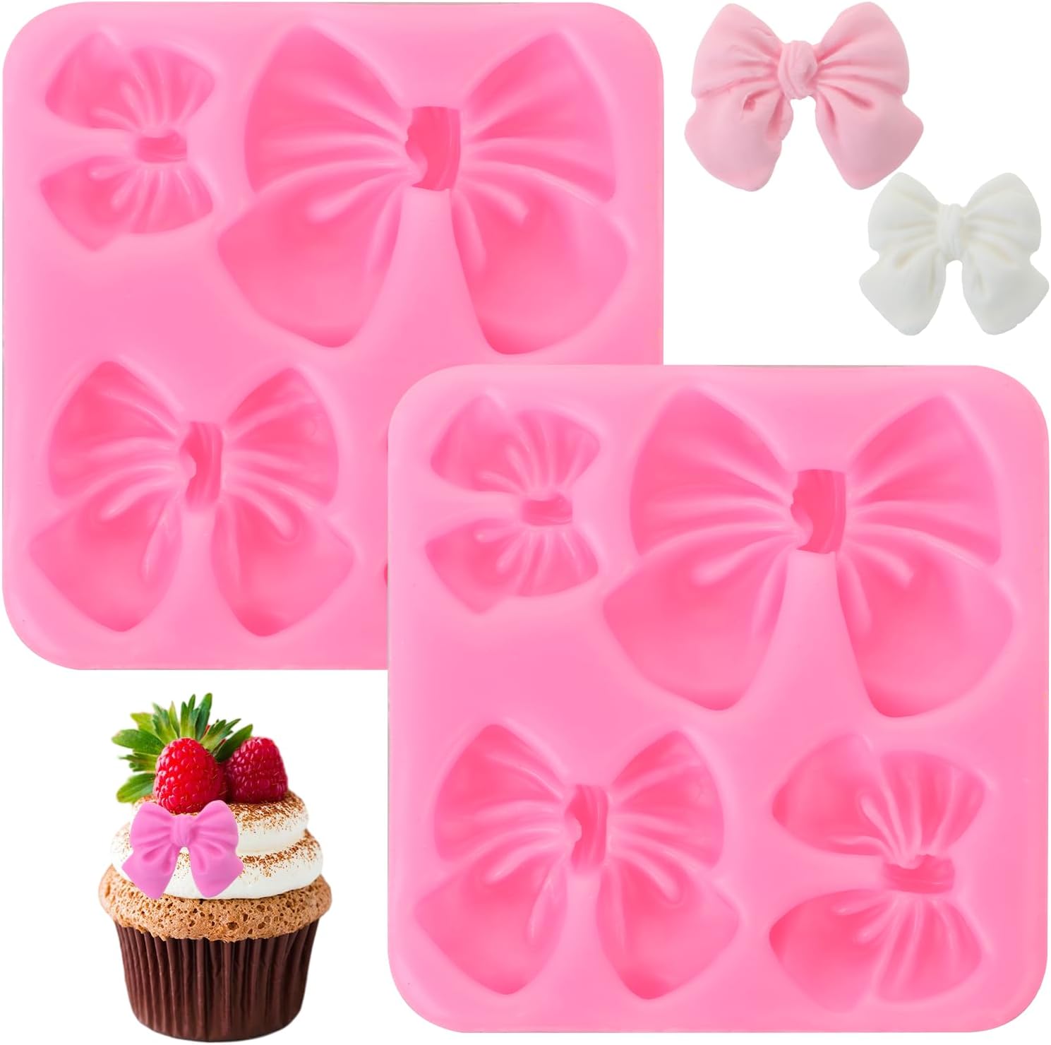 Amazon.com: Bow Chocolate Mold, 2 Pack Bow Silicone Mold Chocolate ...
